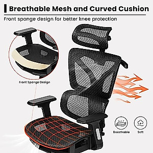 Razzor Ergonomic Mesh Office Chair High Back Desk Chair with Adjustable Lumbar Support and Headrest, 3D Flip-up Arm Computer Gaming Chair, Executive Swivel Task Chair