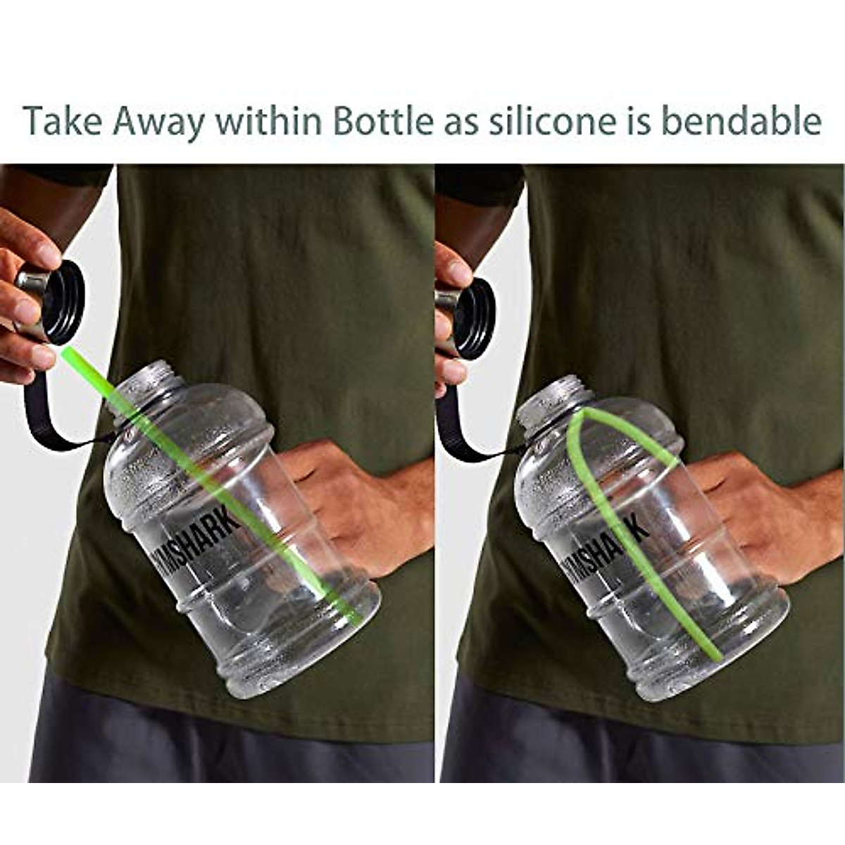 Extra Long 14.5 Inch Reusable Silicone Straws for Wine Bottle,1 Gallon/128 64 75 OZ Water Bottle,Mugs,1/Half Gallon Hydro Water Jug, Flexible Tall Giant Big Gallon Jug Drinking Straw With Brush-8 Pack