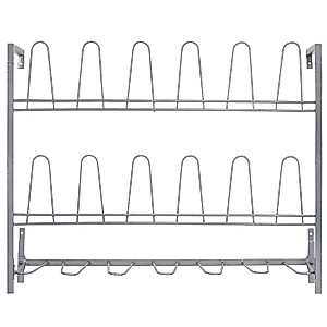 MyGift Premium Silver Metal Hanging Wall Shoe Rack for Walk in Closet, Mudroom and Entryway, Wall Mounted Space Saving Boot and Shoe Rack Organizer, Holds 9 Pairs