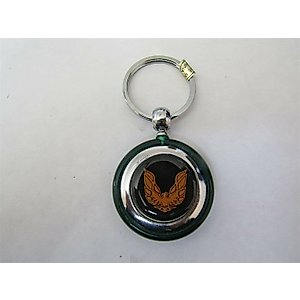 FIREBIRD OR TRANS-AM ORANGE BIRD LOGO ROUND PLASTIC KEYCHAIN - GREEN