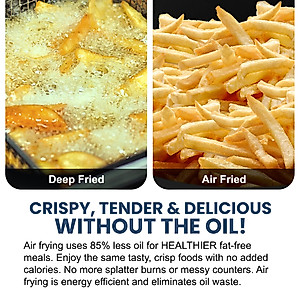 Elite Gourmet EAF5317D Digital 5.3Qt Hot Air Fryer 7 Menu Functions 1350W Oil-Less Healthy Cooker, Timer & Temperature Controls, PFOA/PTFE Free, Black