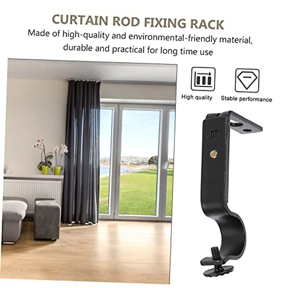 CAXUSD 4pcs Curtain Rod Holder Shower Curtain Hangers L Brackets Heavy Duty Metal Clothes Hanger Curtain Rod Rack Drapery Rod Hanger Simple Curtain Rod Brackets Pretty Bases Black Ceiling