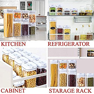 KEICO Airtight Food Storage Containers with Lids Easy Lock Lids Clear Storage Containers for Cereals, Dried Nuts Fruits, Long Term Food Storage, Clear Plastic Food Box, Pantry Containers 7 Pieces