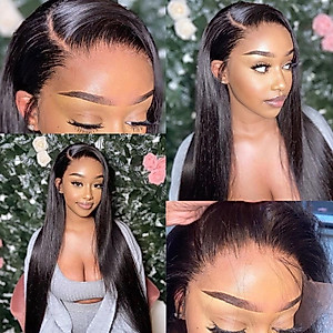 Queen Story 26 Inch Lace Front Wigs Human Hair 13x4 Straight Human Hair Lace Front Wigs For Black Women 180% Density Transparent HD Lace Front Wigs Human Hair Pre Plucked With Baby Hair