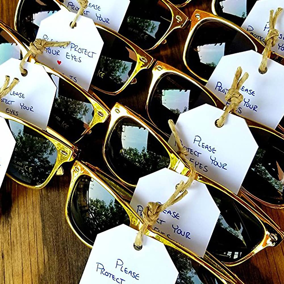 Pibupibu 8 Pack Gold Party Sunglasses Bulk, Neon Sunglasses Party Favors for Kids Adult