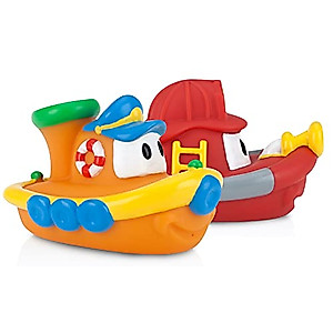 Nuby 2-Pack Tub Tugs Floating Boat Bath Toys, Colors May Vary, (Pack of 2)
