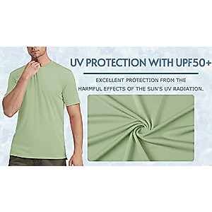 TACVASEN Mens Cycling Shirts Short Sleeve UPF 50+ UV Sun Protection Performance Tops Quick Dry Hiking Shirts Lightweight Workout Shirts for Men Light Green L