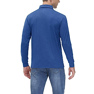 MAGCOMSEN Mens Shirt Long Sleeve Golf Shirt Men Polo Shirts Men Mens Golf Polo Shirts Performance Polo Shirts for Men Hiking Shirts for Men Dark Blue