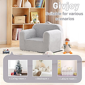 Givjoy Toddler Chair Plush Kids Couch, Comfy Kids Sofa Toddler Lounger Chair for Bedroom, Convertible Toddler Couch for Girls and Boys, Reading Chair for Kids