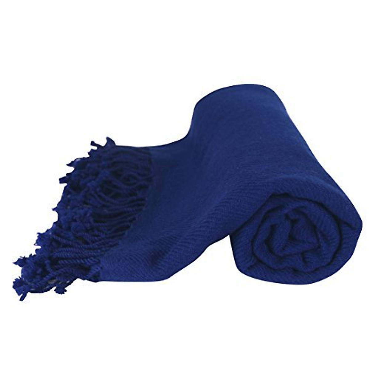 Peach Couture Home Collection Luxuriously Warm and Soft Cashmere Throw Blanket 50 x 60 in (Royal Blue)