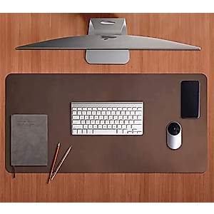 Niaiu Full Grain Leather Desk Pad Protector, 36'' x 17'' Large Genuine Leather Desktop Blotter Mats for Keyboard and Mouse, Big Desk Writing Pad for Office/Home/Work/Game -Dark/Brown
