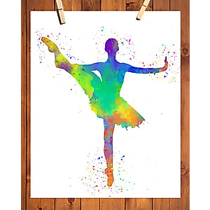 Girl Ballet Dancer Abstract Wall Art Print Poster 11x14, Ideal for Lover of Ballet, Dance Teacher and Ballerina. Teen Bedroom, Dance Studio, Dorm Room, Dressing Room, Locker Decor