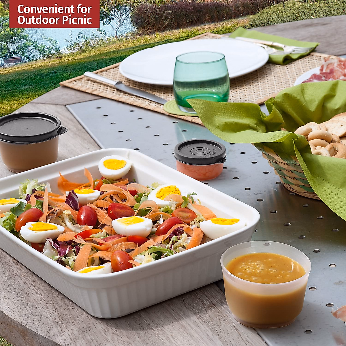 Reusable Airtight Food Containers 3 oz 8 pack. for Snacks, Baby/Toddler Food/Puree, Condiments, Picnics Food Prep, Lunch, Plastic Food Storage Containers–Dishwasher, Microwave, Freezer Safe BPA free