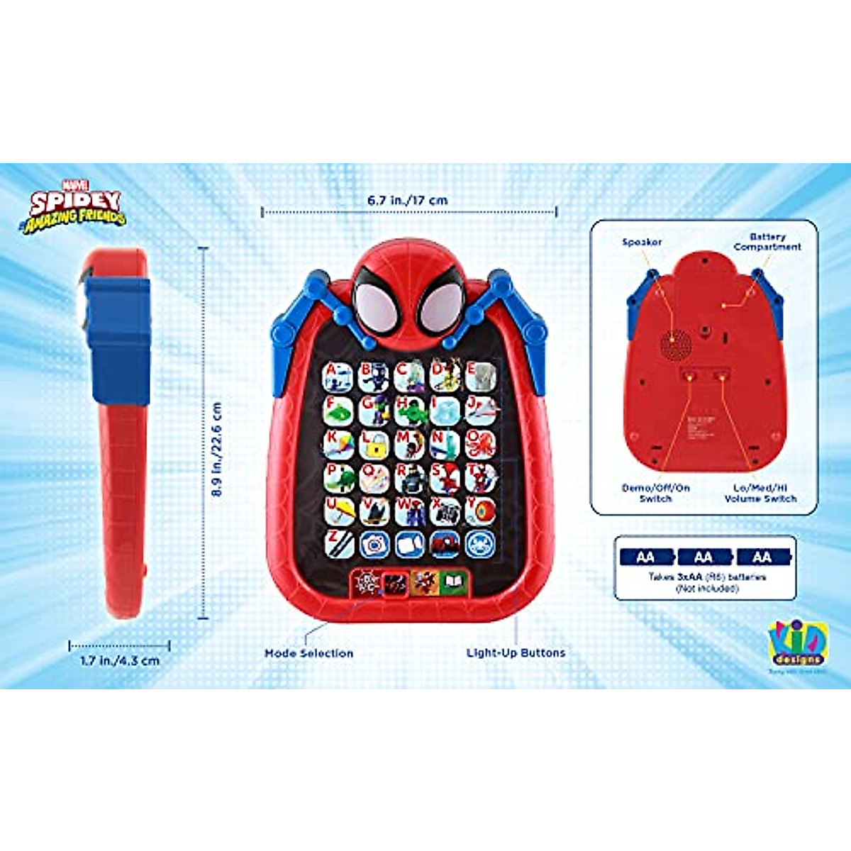 ekids Spidey and His Amazing Friends Kids Tablet for Preschool, Tablet with Educational Games and ABC Learning for Toddlers Aged 3 and Up