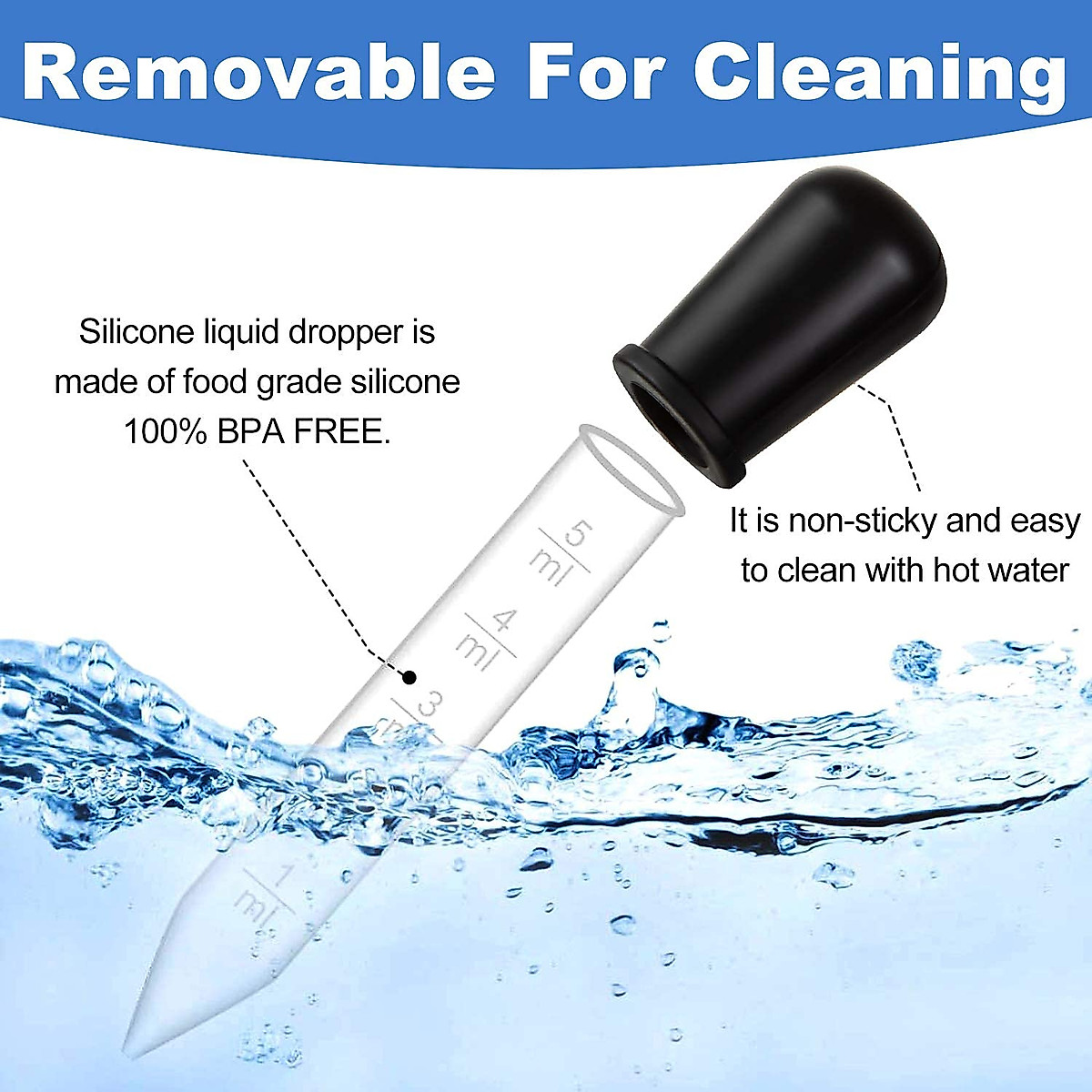 18Pcs Liquid Dropper, Silicone Candy Dropper 5Ml Droppers for Candy Molds, Clear Silicone Eye Dropper Pipettes for Kids, Gelatin Maker & Halloween Christmas Crafts Projects