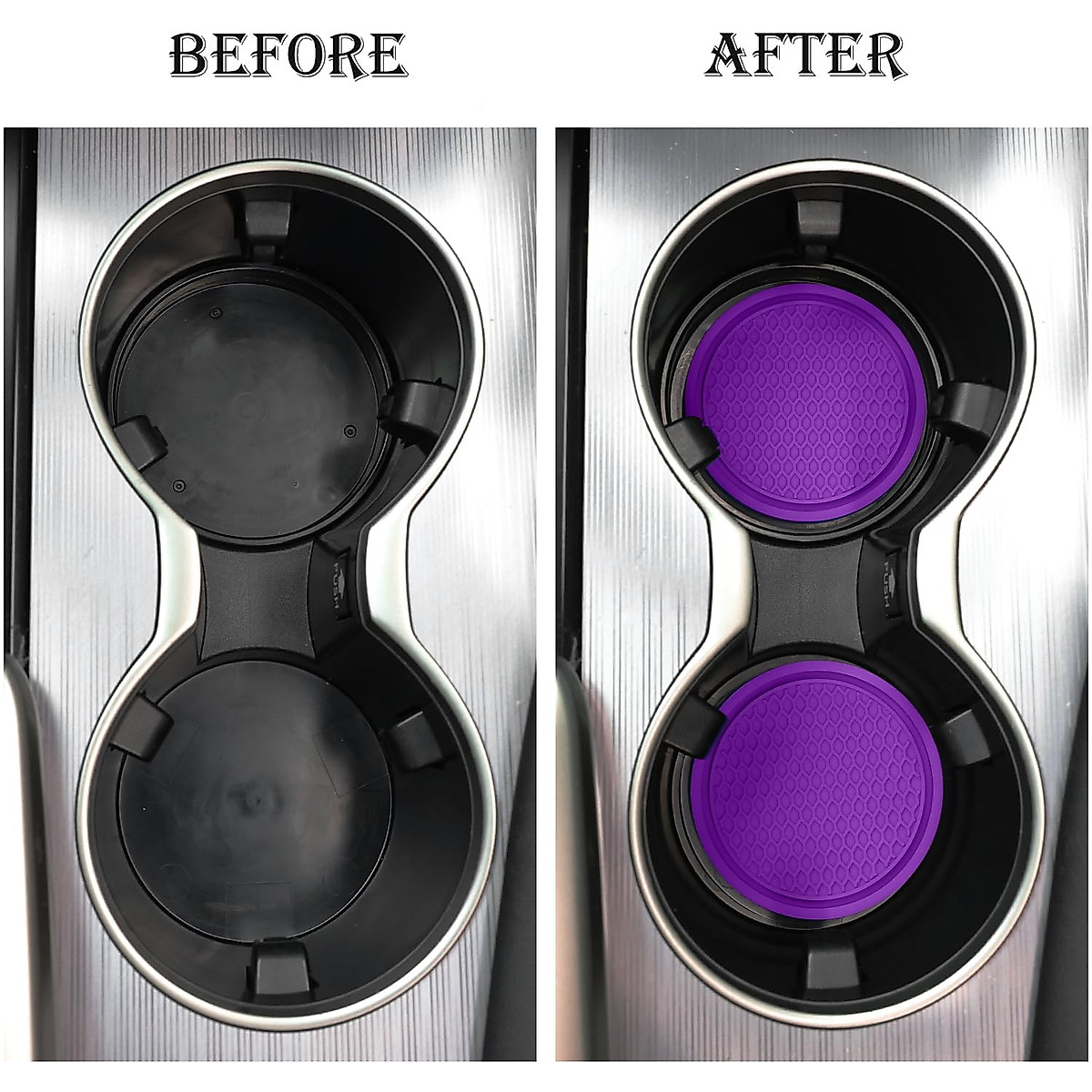SINGARO Car Cup Coaster, 4PCS Universal Non-Slip Cup Holders Embedded in Ornaments Coaster, Car Interior Accessories, Purple