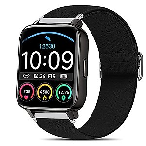 Compatible for Motast 1.69" Smartwatch Band, 20mm Watchband Stretch Nylon Adjustable Replacement Strap Compatible for Motast Smartwatch 1.69" / MuGo P36A Smartwatch / AGPTEK 1.69" Smartwatch / Rinsmola 1.69 Smartwatch (Black)