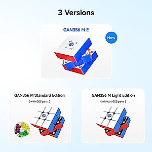 GAN 356 ME, Speed Cube 3x3 Magnetic Puzzle Toy with 48 Magnets GES Pro+ Customized 12 Tension Settings, Ideal for Children Kids Adults, GAN 356 M Upgraded Version, Frosted Coated