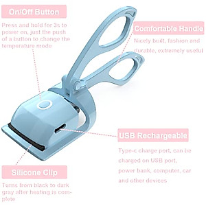 Heated Eyelash Curler by Forats, Electric Eye Lash Curlers with Comb & Eyebrow Brush, Three Heating Modes Quick Natural Curling Eye Lashes with False Eyelashes Applicator Tool