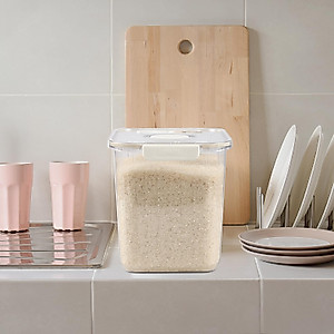 22 Lbs Airtight Rice Container with Cup, Clear Food Storage Container for Dry Food, 1 Pack