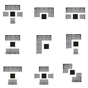 7 Piece Patio Furniture Set, Rattan Outdoor Patio Furniture Sets with Glass Coffee Table and Seat Cushions for Backyard (Grey, 7 Pieces Set)