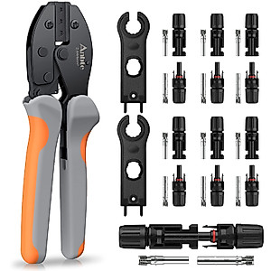 Anbte Solar Crimping Tool, Solar Crimper Wire PV Crimping Tool for 14-10AWG 2.5-6mm² Solar Panel Cables, 6 Pair Male Female Connectors 1 Pair Wrench, for Solar Photovoltaic System PV system
