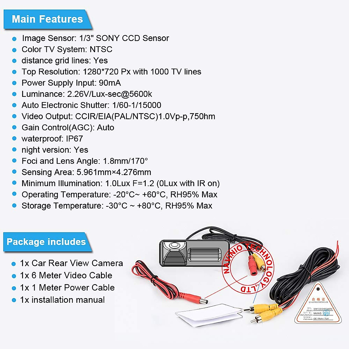 Super HD Vehicle Camera 1280x720 Pixels 1000 TV Lines car Back up Camera Reverse Parking Rear View for Volvo S60 S80 V70 S40 S40L V40 V50 S60L V60 XC60 C70 XC70 S80L XC90