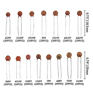 XINGYHENG 600Pcs 30 Value 50V Ceramic Capacitors (Range 2pF to 100nF) Assortment Kit Set for DIY Project (Each 20pcs)