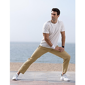 TBMPOY Men's Outdoor Lightweight Hiking Mountain Pants Running Active Jogger Pants Khaki XXL