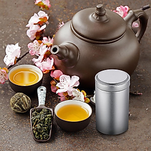 meekoo 18 Pcs Tea Tins Canister for Loose Tea 6 oz Airtight Tea Tins Bulk with Lids Metal Tea Jars Small Round Storage Containers for Travel Business Coffee Cans Candy Spices Herbs Kitchen(Silver)