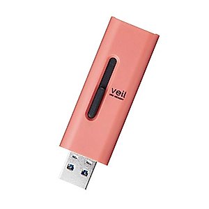 Elecom MF-SLU3032GRD USB Memory, 32 GB, USB 3.2 (Gen1), Sliding Type, Strap Hole, Red