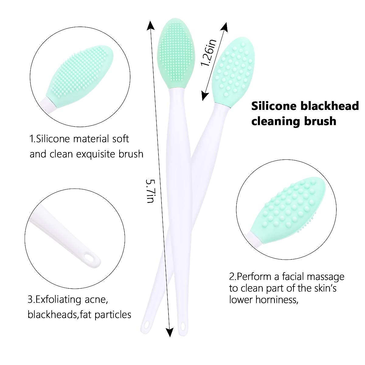Lip Scrub Brush Silicone Facial Cleansing Brush -2PCS Lip Exfoliator Brush, 2PCS Face Scrubber Facial Cleansing Brush Blackhead Remover, 2PCS Silicone Face Mask Brush Mask Applicator