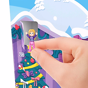 Polly Pocket Advent Calendar with Winter Family Fun Theme & 25 Days of Surprises (34 Total Play Pieces) to Discover: Pocket Family Dolls, Snow Play Vehicles, Toy Treats, Wearable Jewelry & More