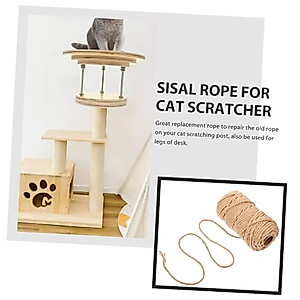 Hohopeti 1 Roll Cat Climbing Rope Sturdy Cat Scratcher Rope Heavy Sisal Twine Cat Scratching Tree Replacement Rope Natural Jute Twine Rope on Cat Trees Sisal Fibre Rope Sisal Rope Khaki