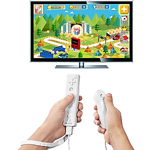 MODESLAB 4 Pack Wii Nunchuck Controller, Nunchuk Controllers Replacement Remote Joystick Gamepad Controller Compatible with Wii Wii U Console(White)