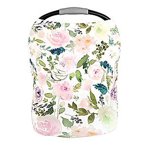 Pobi Baby Premium Multi-Use Cover - Nursing Cover, Baby Car Seat Covers, Shopping Cart, High Chair, and Breastfeeding Cover - Ultra-Soft, Stretchy, and Versatile Floral Scarf for Baby and Mom (Allure)