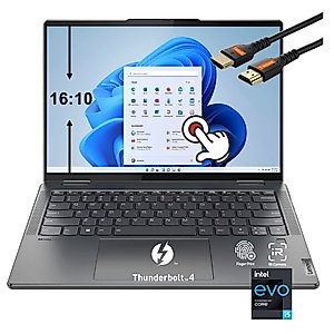 Lenovo Portable Yoga 7i Touch 2-in-1 Business Laptop - Intel EVO, 14" 2.2k 16:10 IPS Intel Core i5-1235U, Blue - 100% RGB - Win 11, WiFi 6, Thunderbolt 4, w/HDMI Cable (8GB RAM | 512GB PCIe SSD)