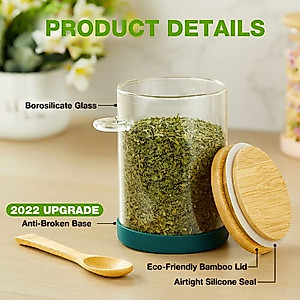 Mfacoy Set of 4 Airtight Glass Jars with Bamboo Lids & Spoons, 17 oz Borosilicate Glass Jars Containers, Clear Food Storage Canister for Cookie, Candy, Coffee, Sugar, Matcha Tea, Flour