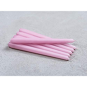 Set of 10 Dinner Taper Candles 10 Inch Unscented Tall Dripless Candlesticks Bulk for Wedding Restaurant Home Decoration Spa Church Smokeless Vegan - Pink