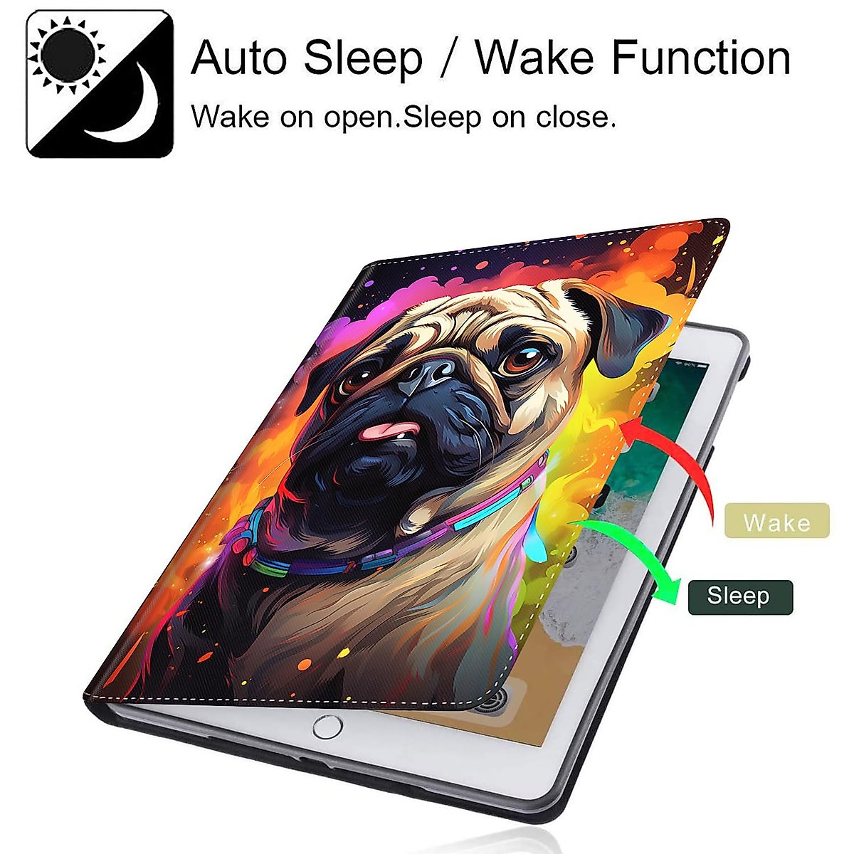 Case for iPad Pro 11 Inch 2022/2021/2020 (4th/3rd/2nd Generation),iPad Air 5th / 4th Generation 10.9 Inch (2022/2020) Case, Durable Shockproof Protective Cover，Pug Dog
