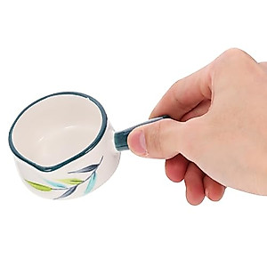 Veemoon Ceramic Milk Cup Coffee Warmers Chocolate Melter Pot Butter Melting Pot Cheese Pot Small Soup Pot Small Dipping Bowls Ceramic Sauce Pan Mini Ceramic Saucepan Mini Sauce Pan Enamel