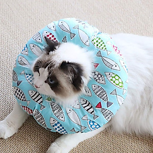 Balacoo Pet Recovery Collar Cat Recovery Collar Cat Cone Collar Cat Cones After Surgery Fish Pattern Soft