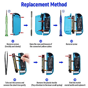 Mcbazel Replacement Metal L/R Lock Buckle Set with Open Tool for N-Switch Joy-Con