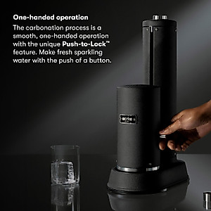 aarke Carbonator Pro, Sparkling & Carbonation Water Machine, Stainless Steel with Glass Reusable Bottle Volume 800 mL (Matte Black)