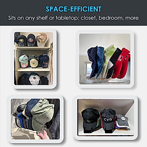 OAPRIRE Hat Stand for Baseball Caps Display and Organizer, No Install Acrylic Hat Organizer 2 Pack Holds 14 Baseball Caps for Closet, Bedroom, Dresser (Clear)