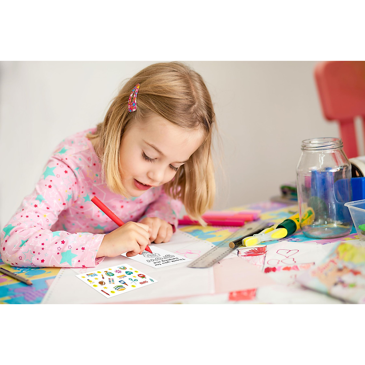 Gooji 4x6 Kids Teacher Appreciation Cards Teacher Thank You Cards with Stickers for Coloring and Fun DIY Project School Classroom Gift Elementary Kindergarten Preschool 10 Pack