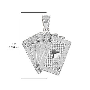 Claddagh Gold .925 Sterling Silver Heart Suit Royal Flush Poker Hand Cards Pendant Charm