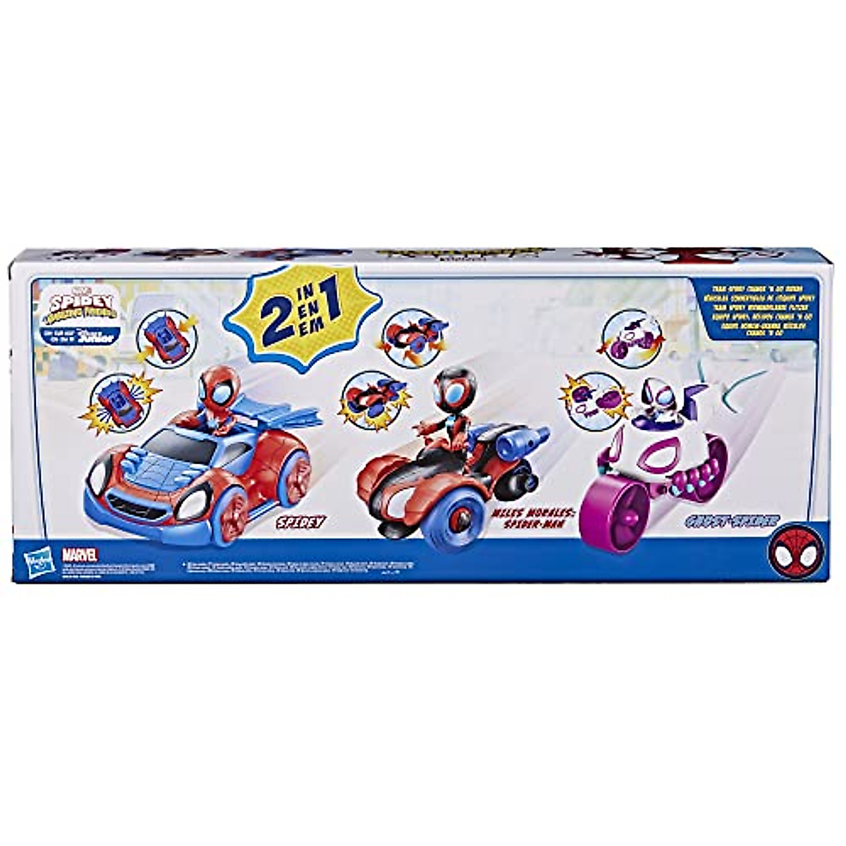 Spidey and His Amazing Friends Team Spidey Change ‘N Go Riders Playset, 3 Toy Cars and Action Figures, Marvel Super Hero Toys for 3 Year Old Boys and Girls and Up (Amazon Exclusive)