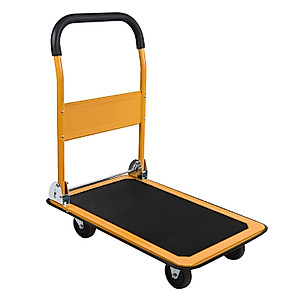 Platform Truck Hand Truck Foldable Dolly Cart for Moving Easy Storage and 360 Degree Swivel Wheels 440lbs Weight Capacity 28.7x18.5x32.3in Yellow