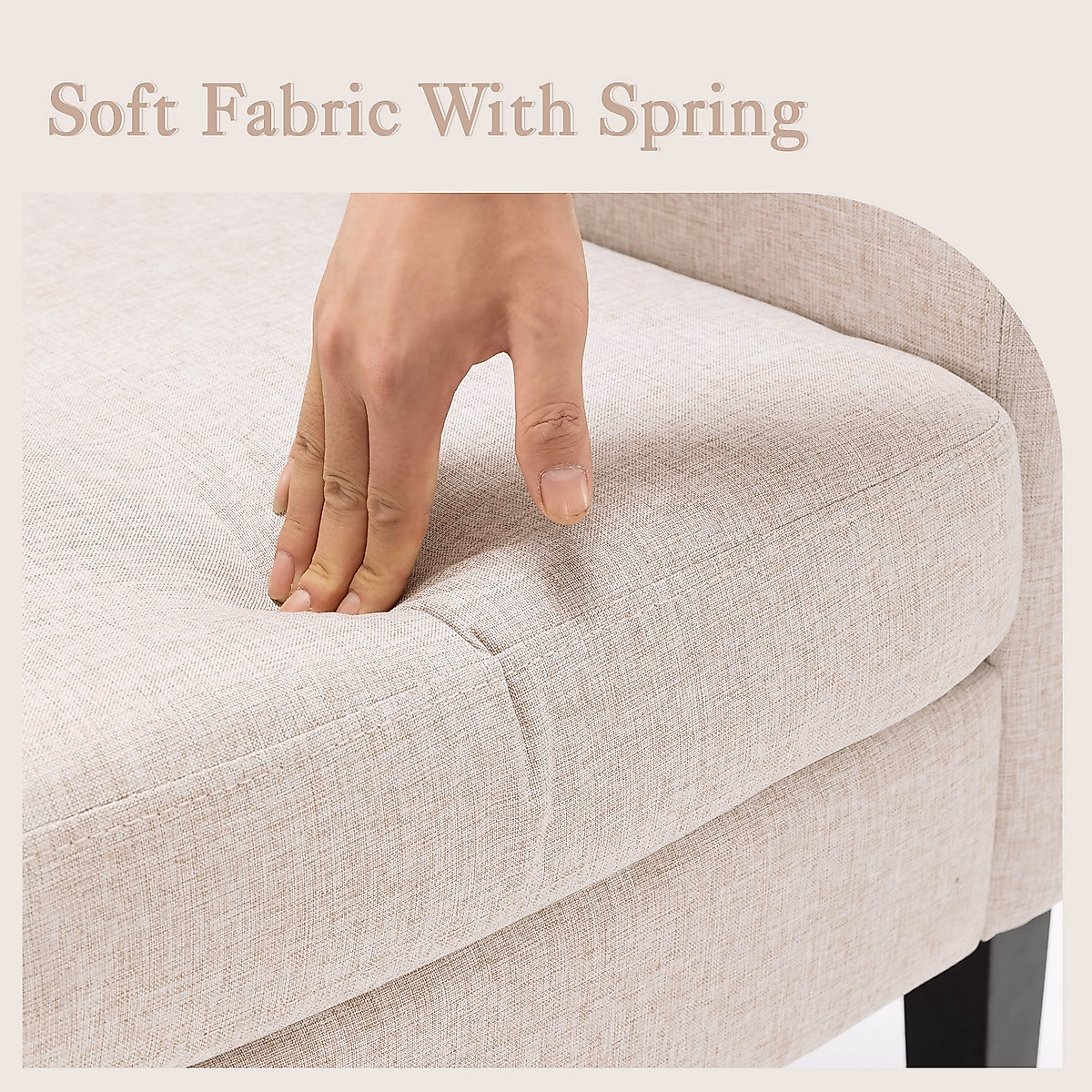 LUE BONA Linen Accent Chairs Set of 2 18.5" H, Comfy Living Room Chair with Arms, Upholstered Button Tufted Armchair, Modern Arm Chairs for Small Space, Living Room, Bedroom, Linen Color